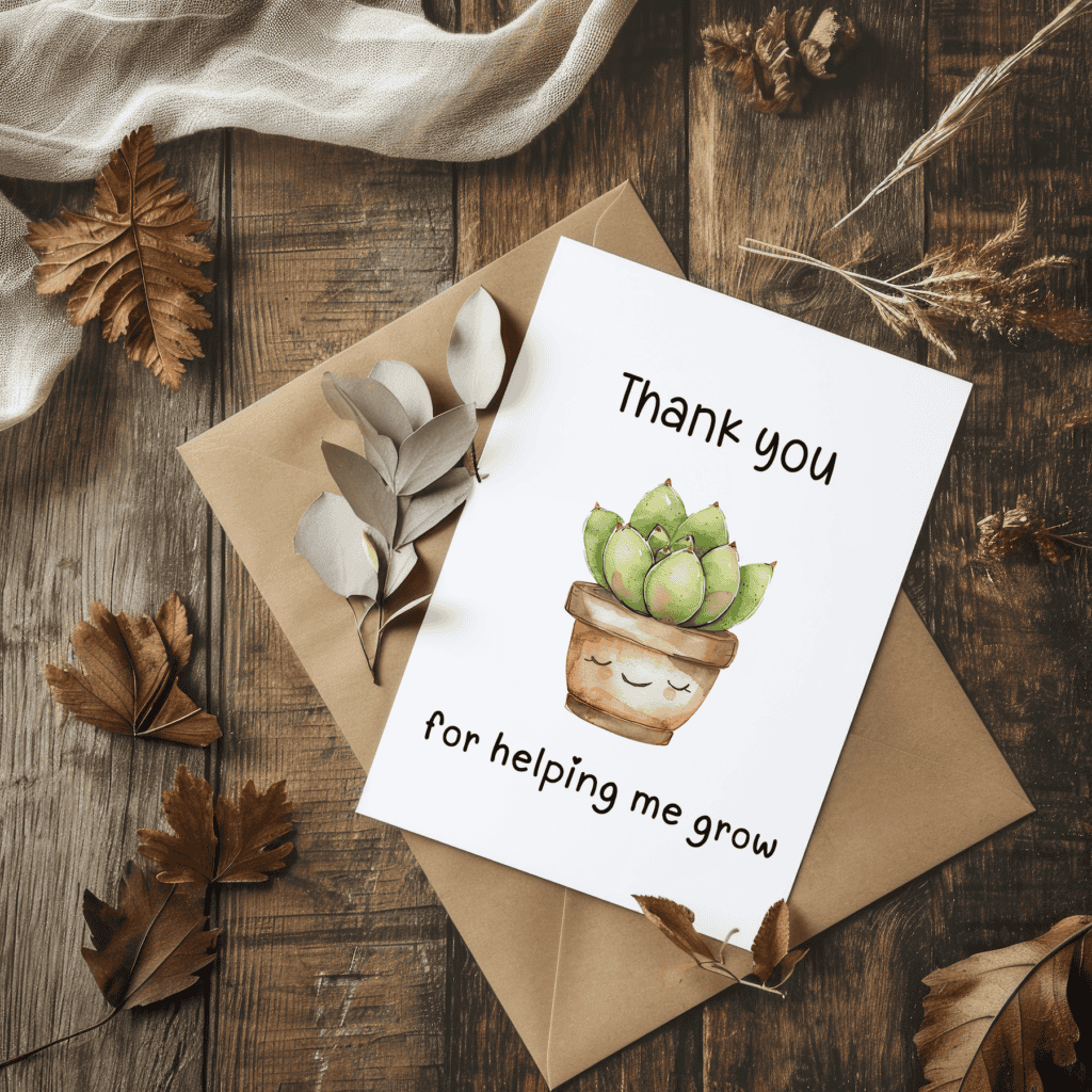 Thank You For Helping Me Grow - Teacher Appreciation Card - Love ...