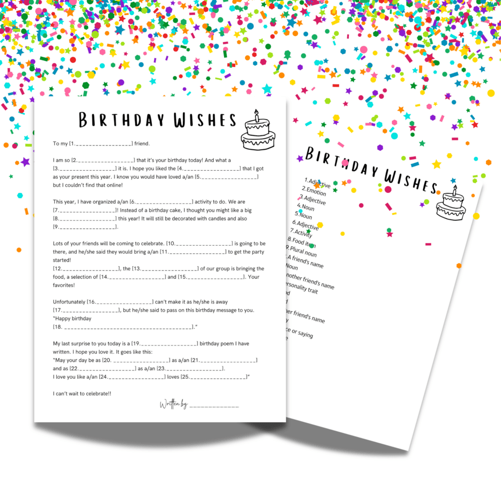 Free Birthday Mad Libs Printable - Love And Laugh Games