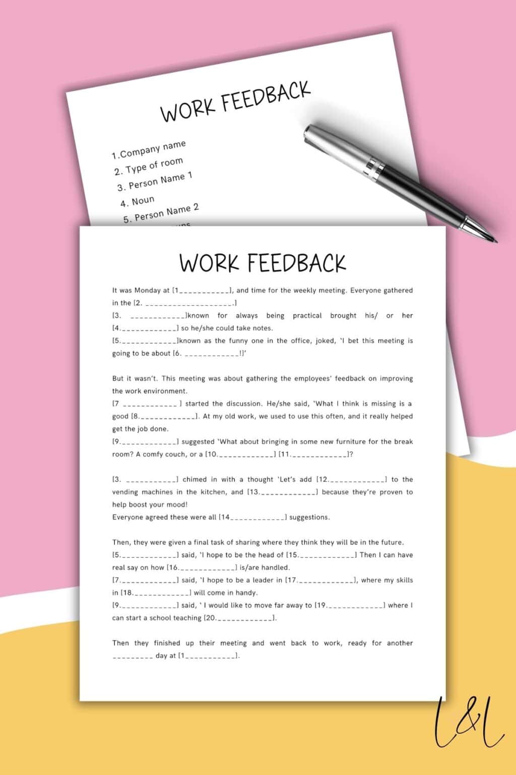 The Best Free Mad Libs Style Story For Your Workplace - Love & Laugh Games