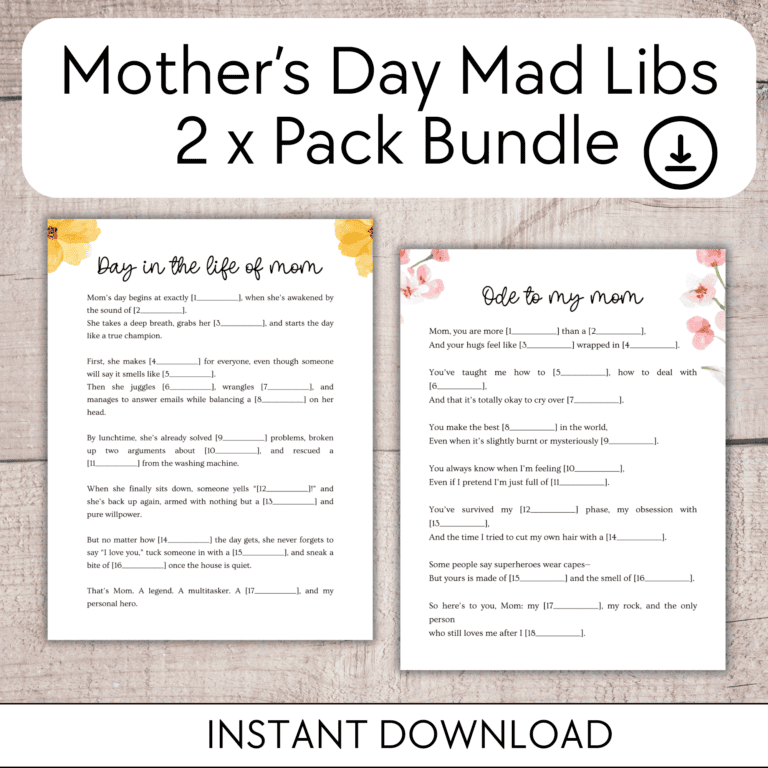 Mother's Day Mad Libs - Free Printable - Love And Laugh Games