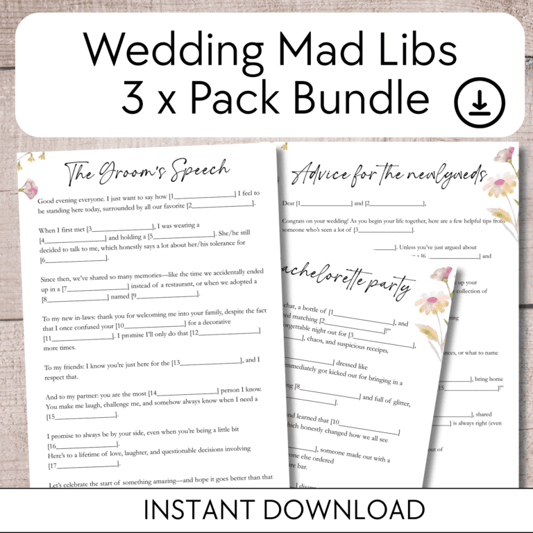 Wedding Mad Libs - Free Printable - Love And Laugh Games