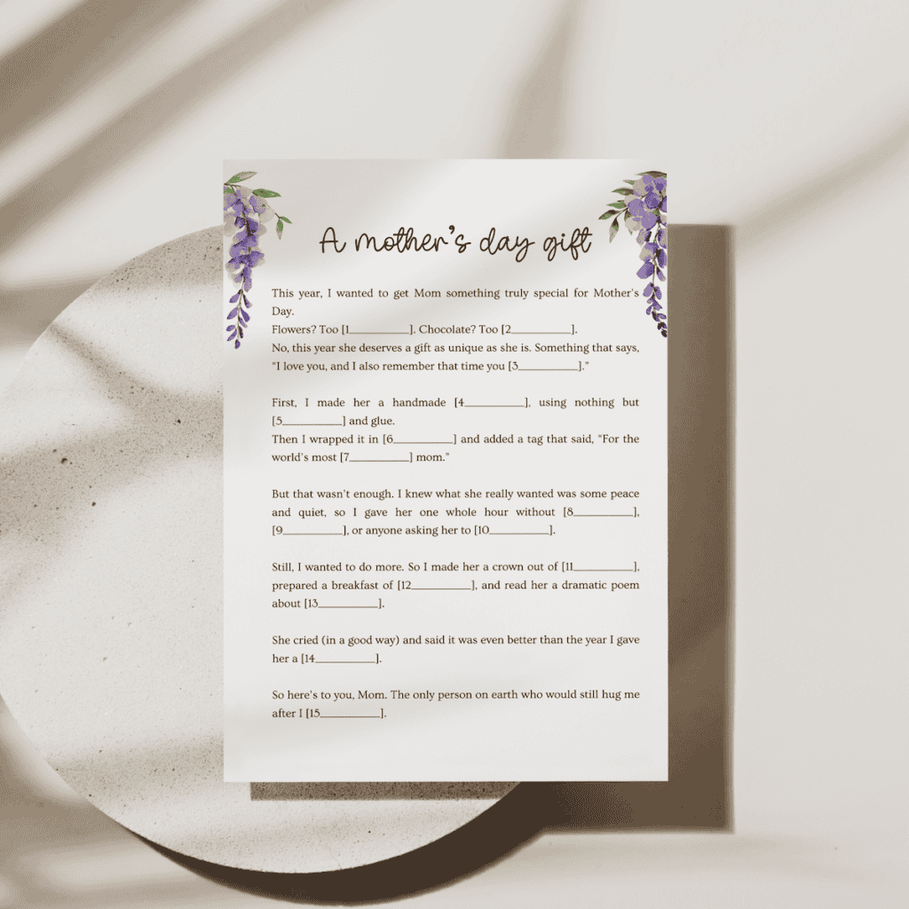 Mother's Day Mad Libs - Free Printable - Love And Laugh Games