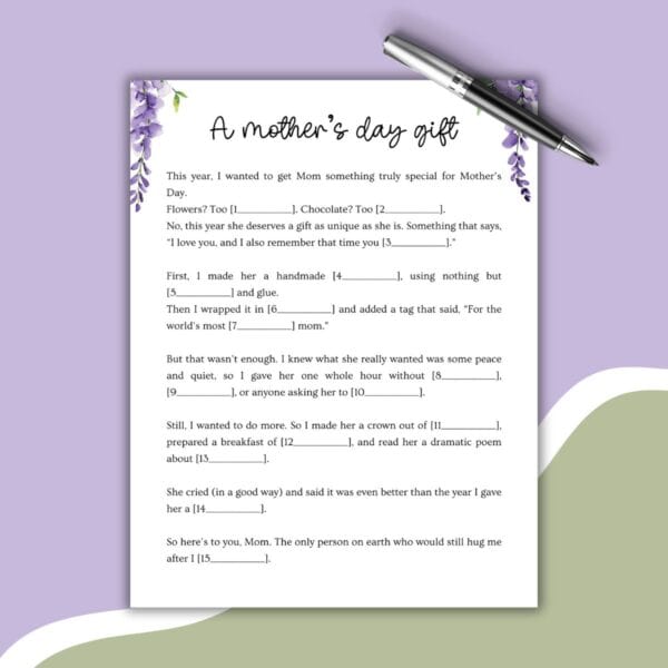Spring Mad Libs Style Free Printable - Love & Laugh Games