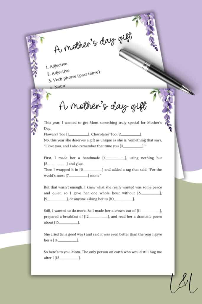 Mother's Day Mad Libs - Free Printable - Love & Laugh Games
