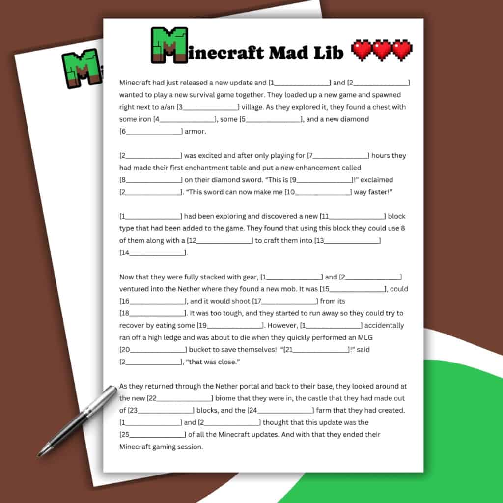 Thanksgiving Mad Libs Style Free Printable - Love & Laugh Games