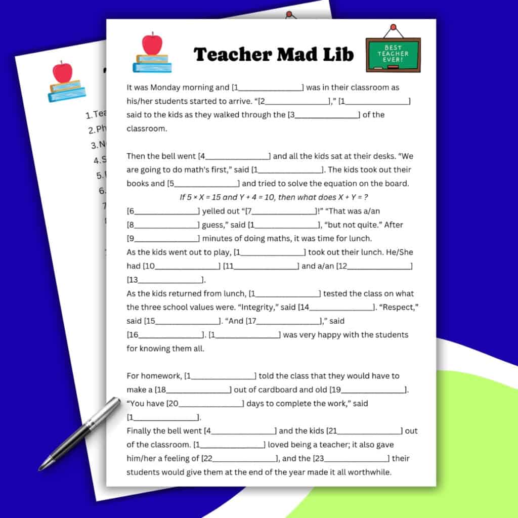 Thanksgiving Mad Libs Style Free Printable - Love & Laugh Games