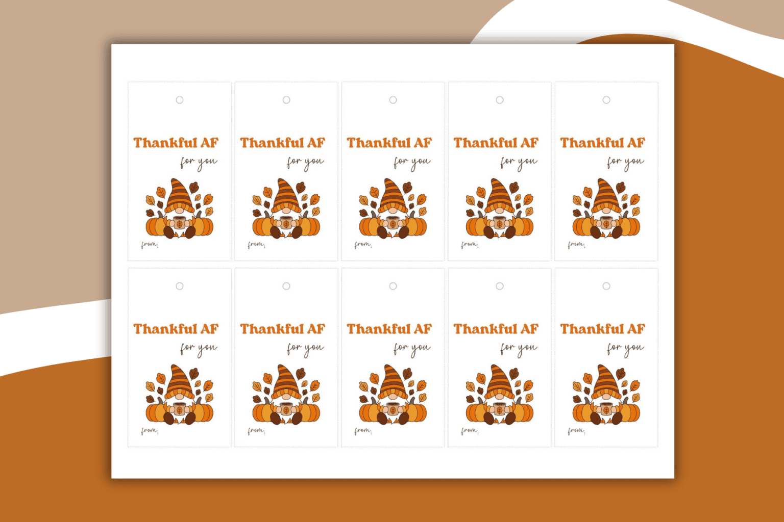 Free Printable Thankful AF Thanksgiving Gift Tags - Love & Laugh Games
