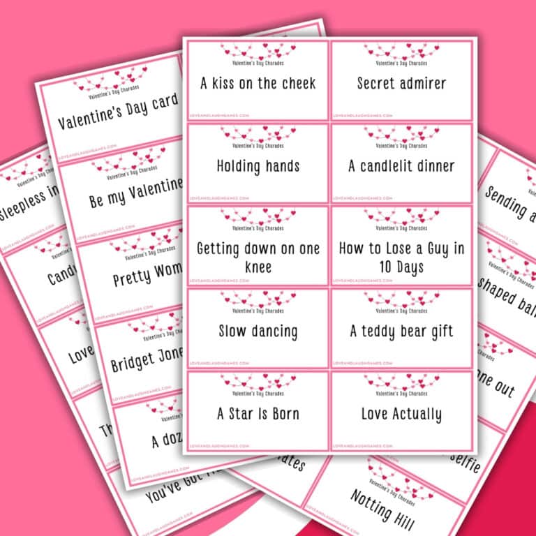 Valentine's Day Charades Free Printable - Love & Laugh Games